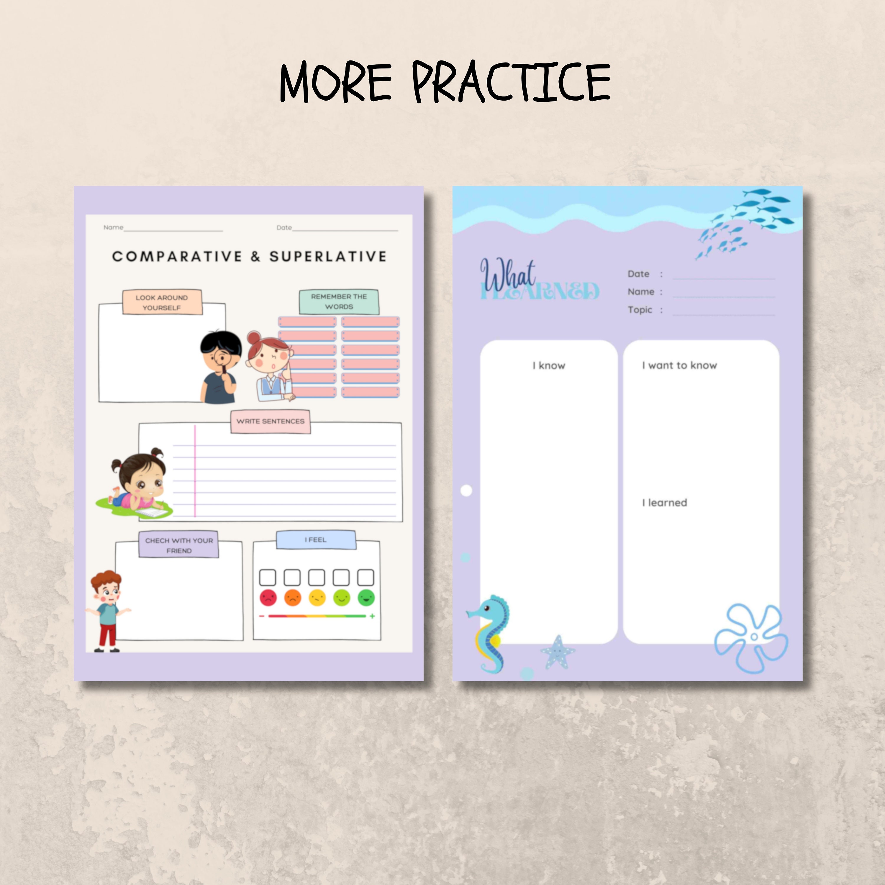 Language Learning Printable Flash Cards Comparative Superlative Gift ...