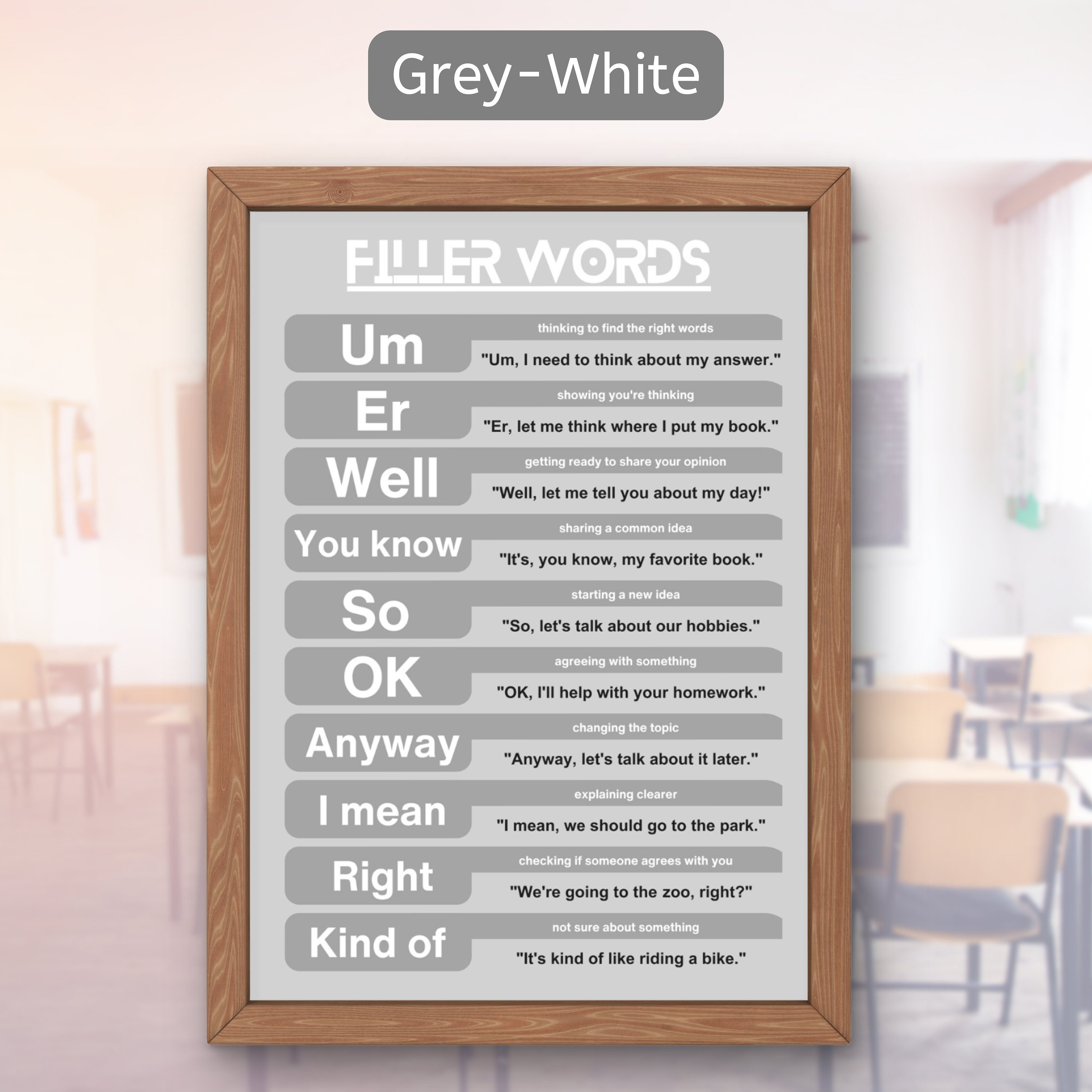 Filler Words High-resolution Posters for Language Learning Materials ...