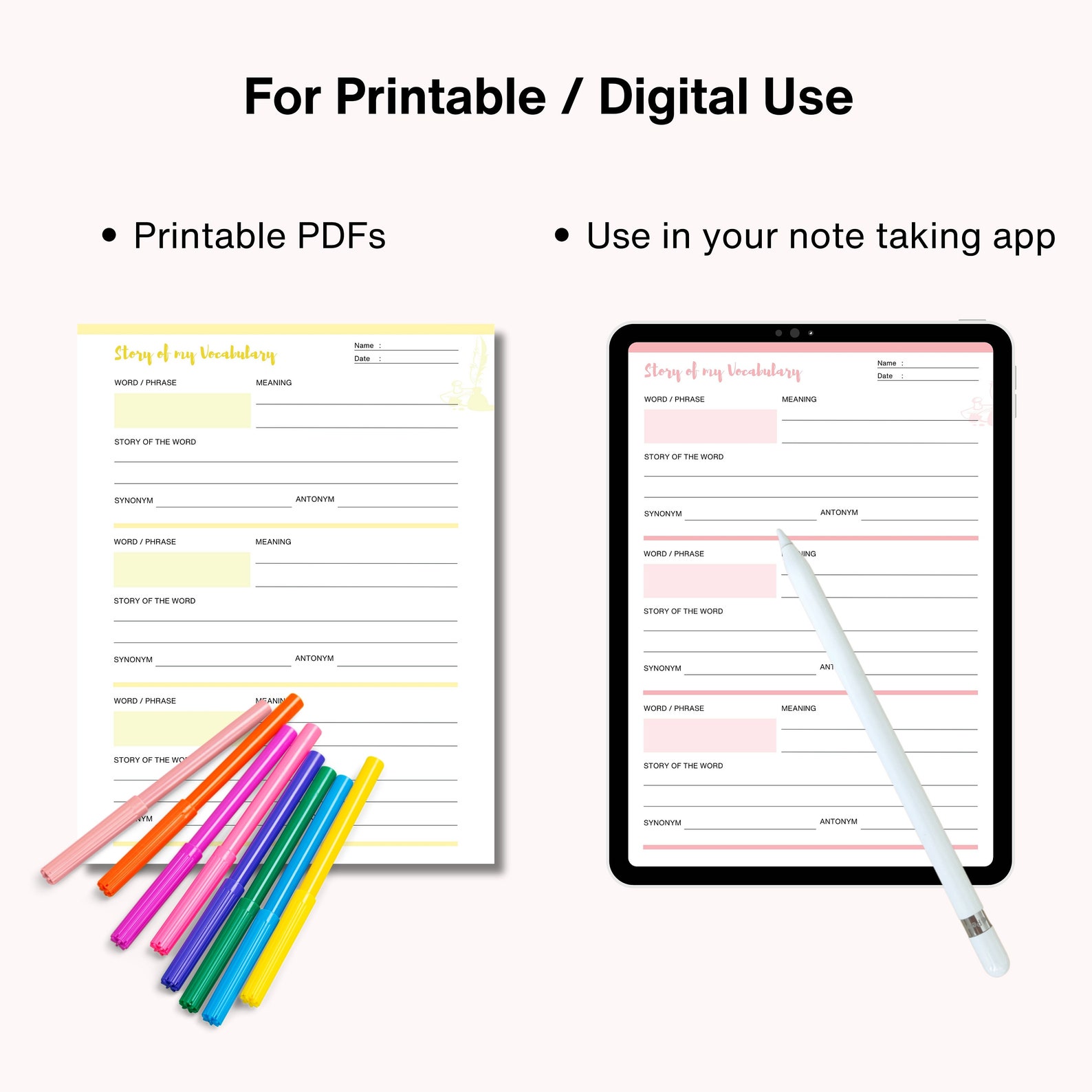Language Learning Printable Materials for Vocabulary Practice Worksheet ...
