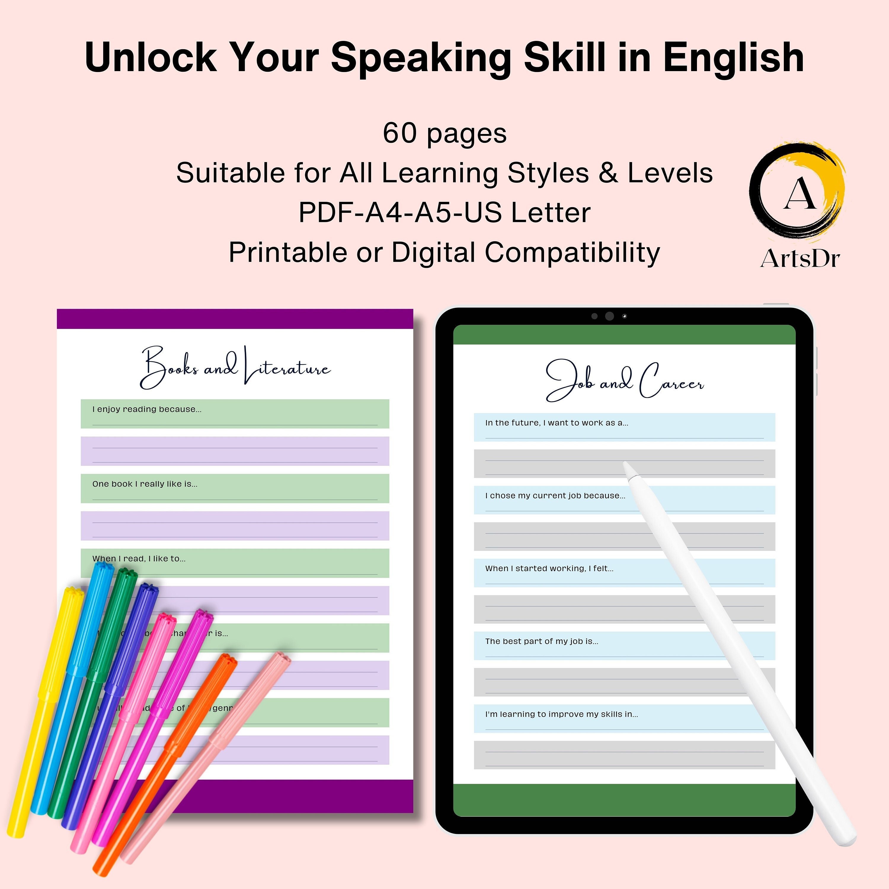 Language Learning Speaking Template Study Notebook for Language ...