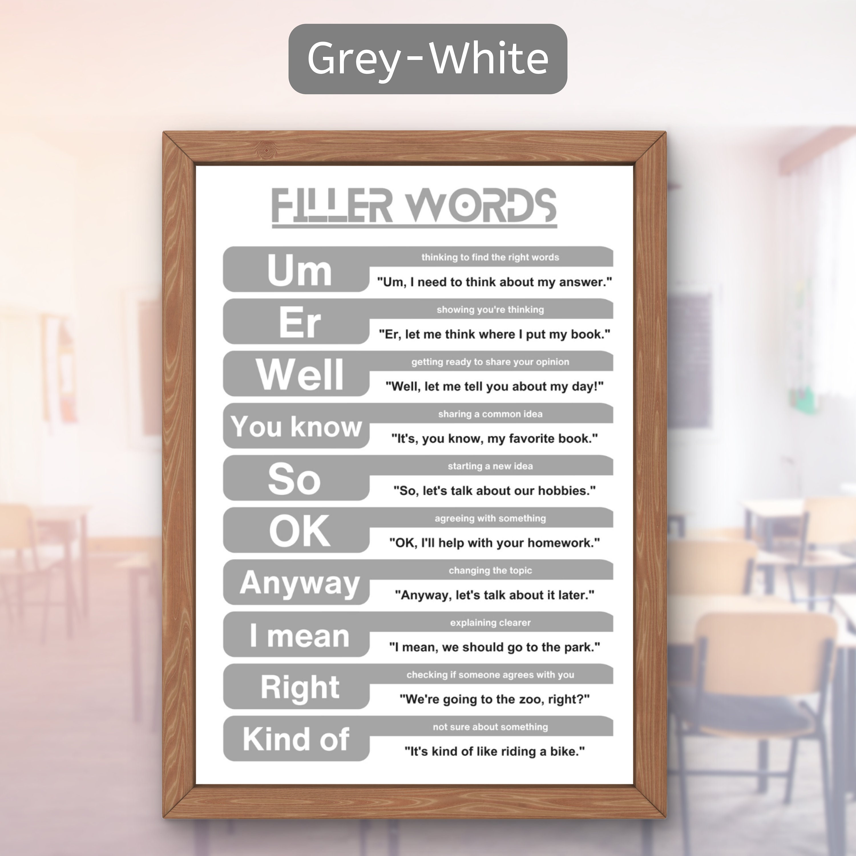 Filler Words High-resolution Posters for Language Learning Materials ...