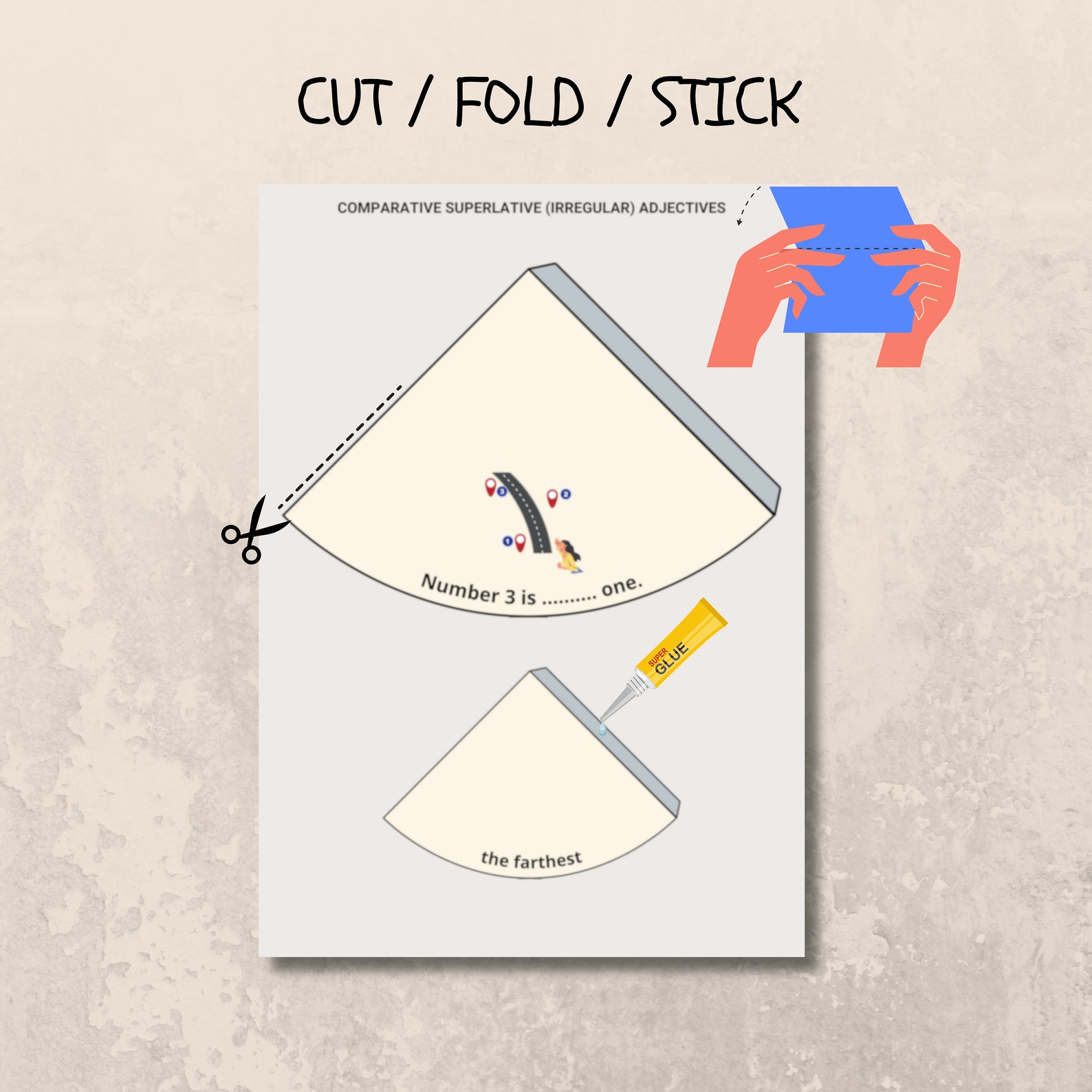 Language Learning Printable Flash Cards Comparative Superlative Gift ...