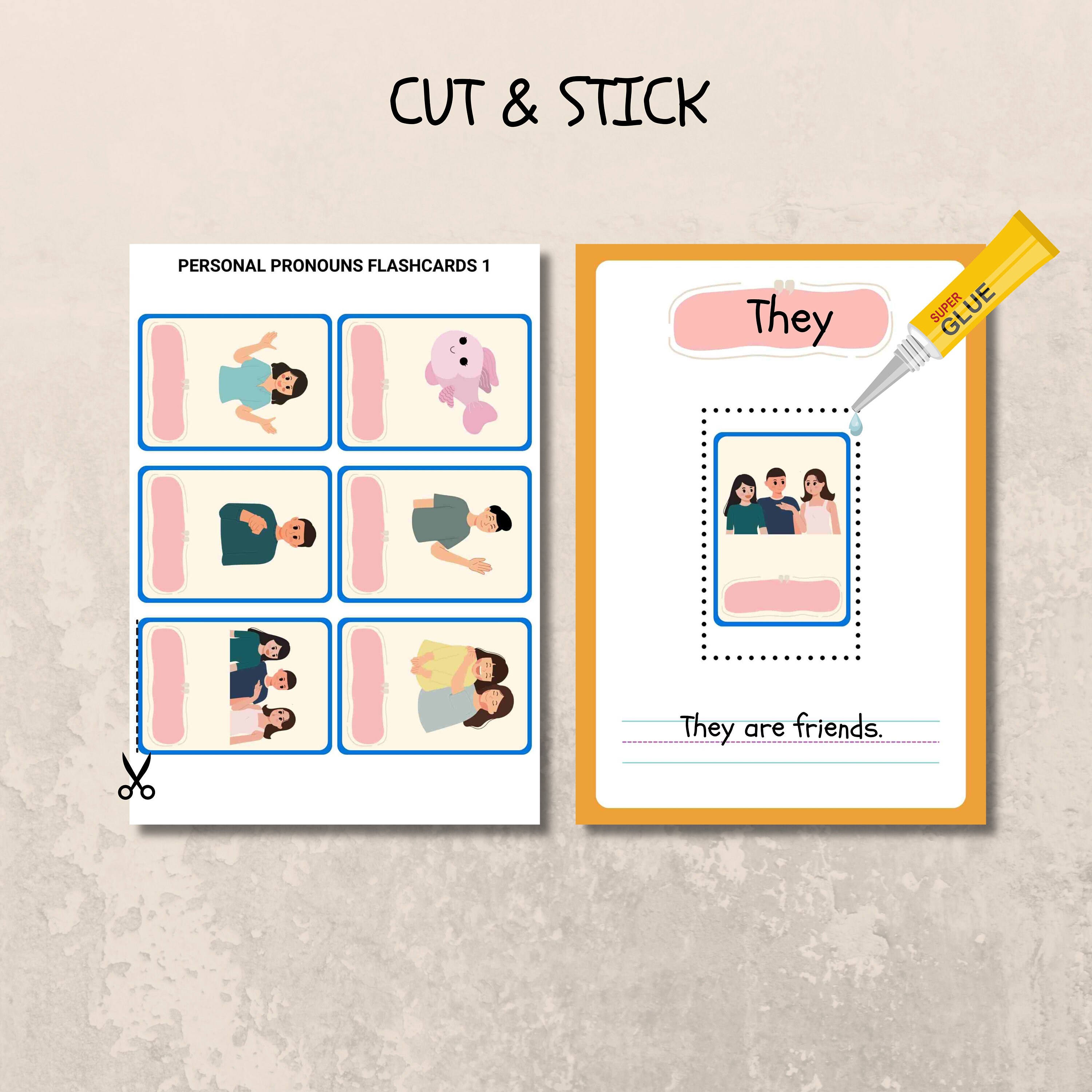 Language Learning Printable Flash Cards Pronouns Gift Cubes Young ...