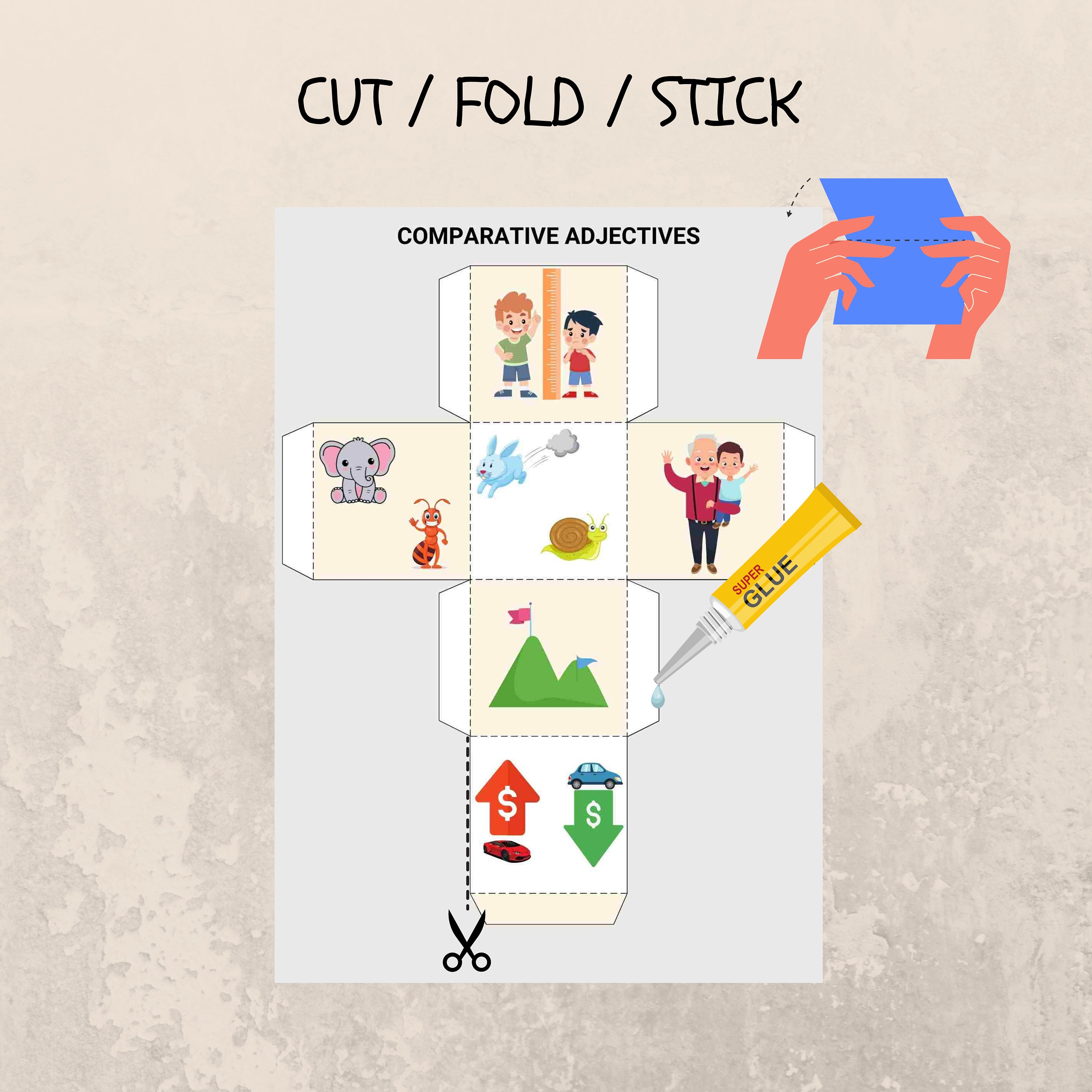 Language Learning Printable Flash Cards Comparative Superlative Gift ...