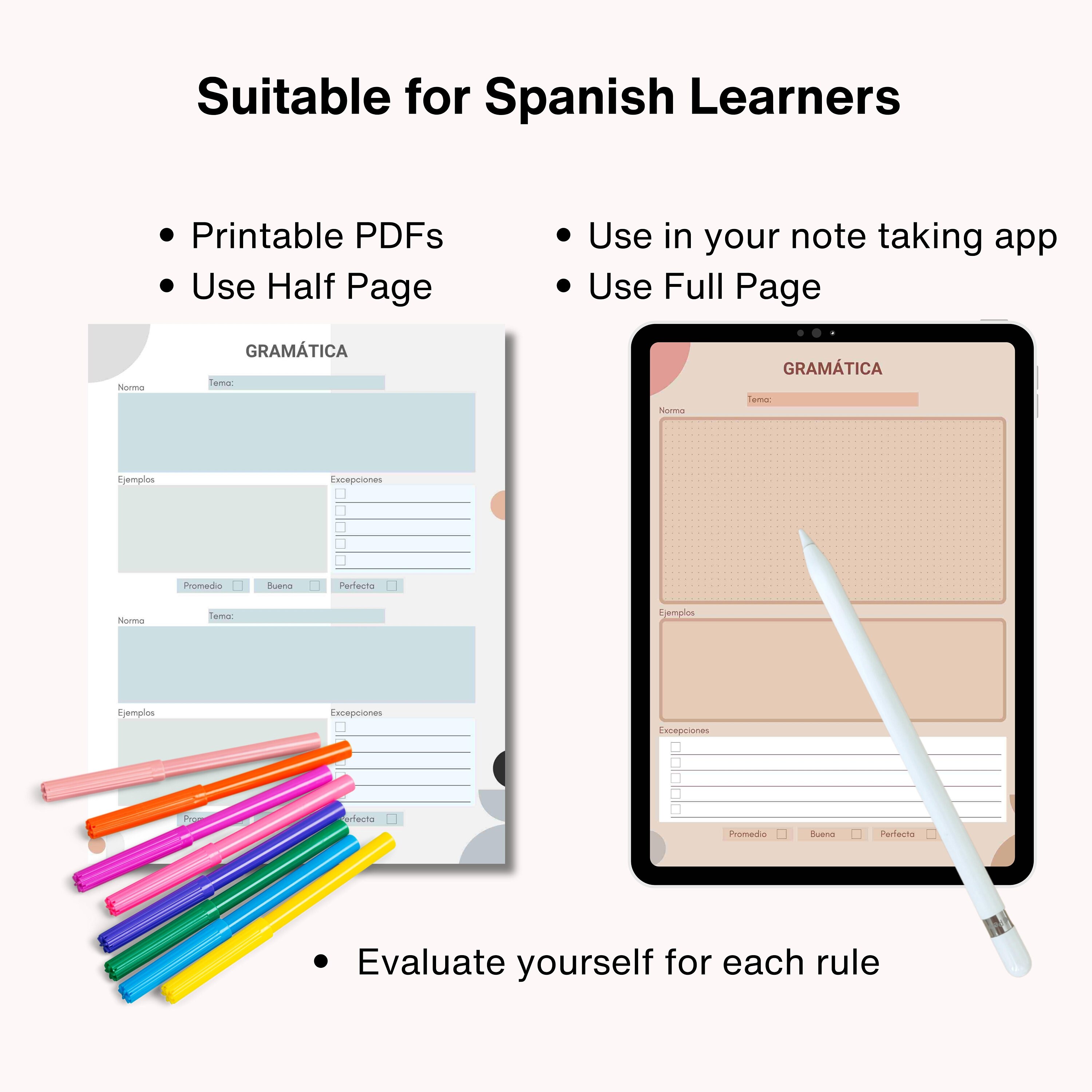 Language Learning Grammar Template Study Notebook Language Learning for ...