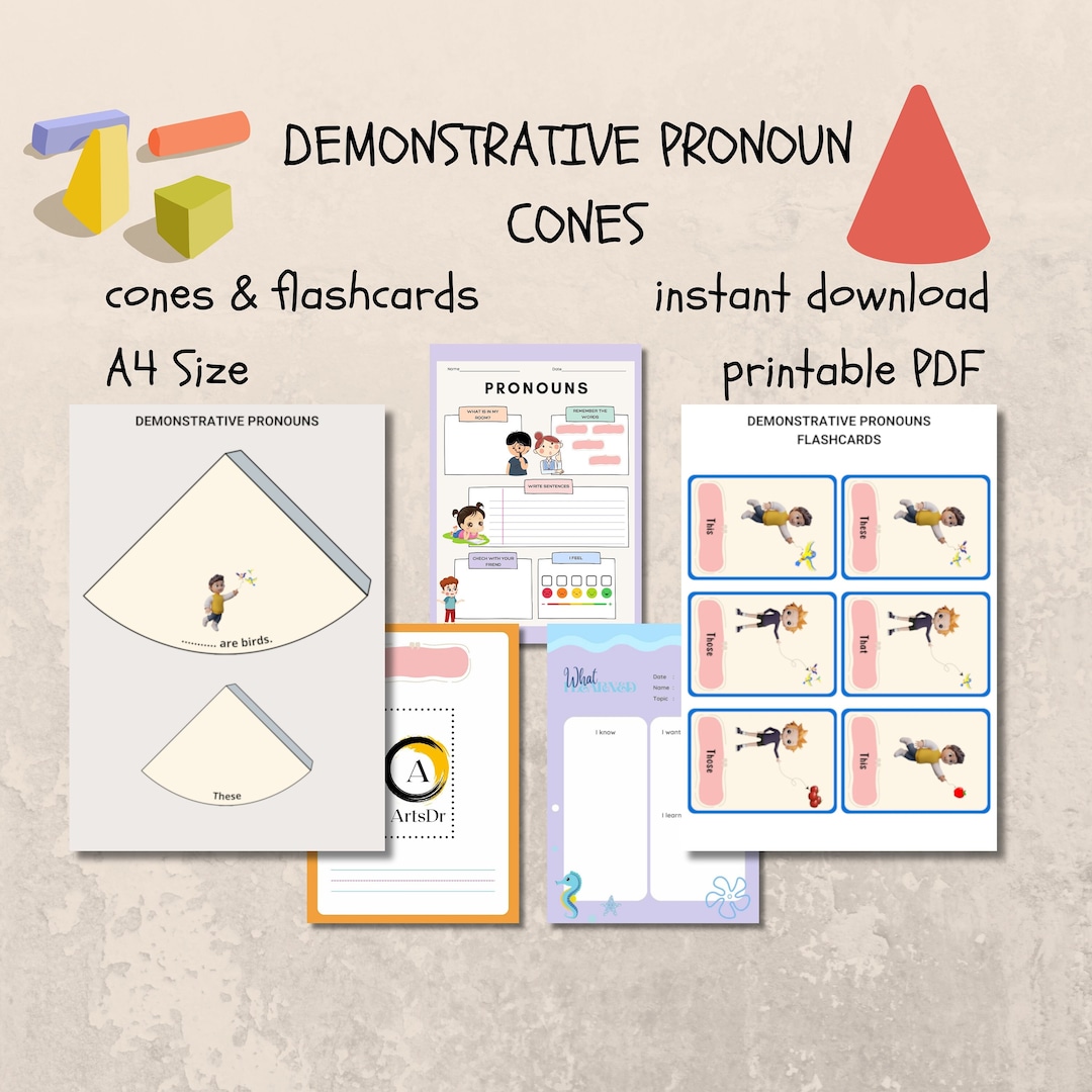 Language Learning Printable Flash Cards Demonstrative Pronouns Gift ...