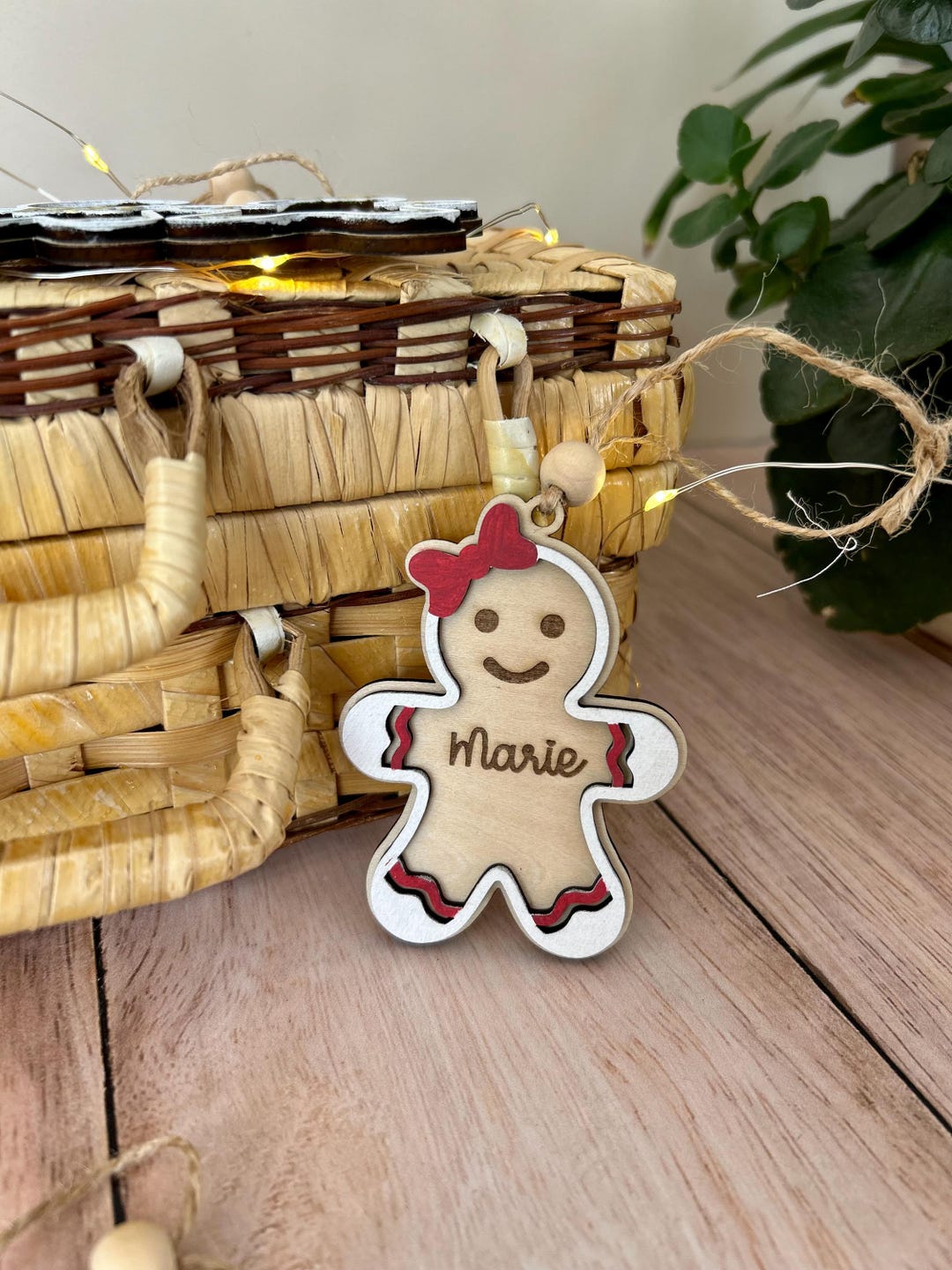 Personalized Wooden Christmas Decorations – Gingerbread Man & Snow ...