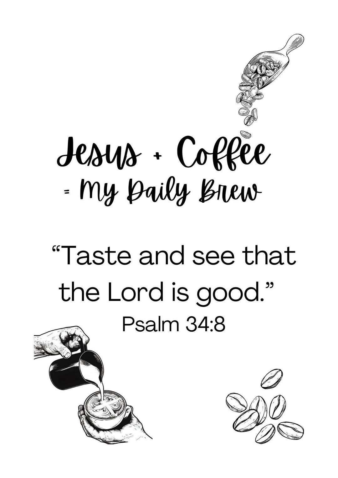 Jesus + Coffee Printable Bar Sign | Psalm 34:8 | Christian Coffee Bar ...