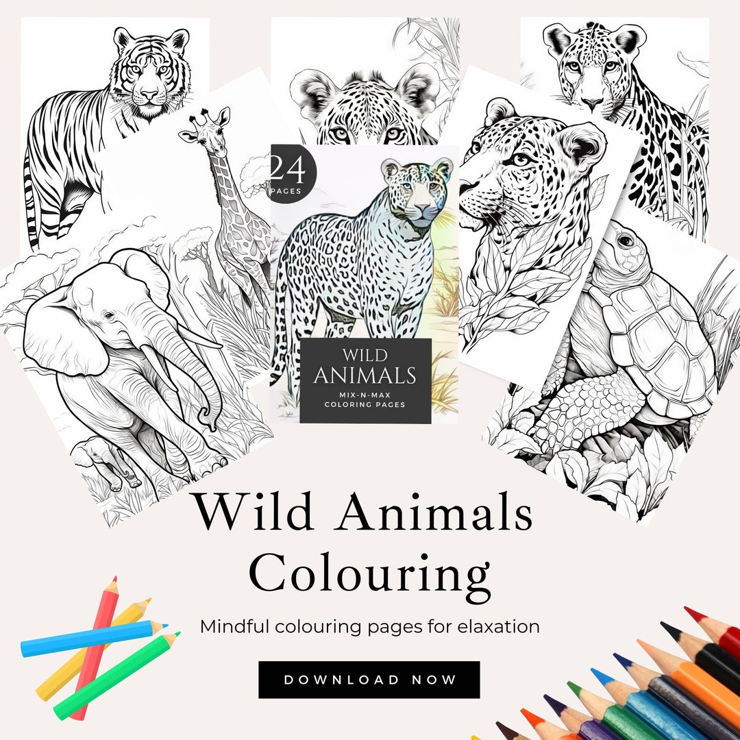 Hojas para colorear de animales salvajes para la atención plena ...