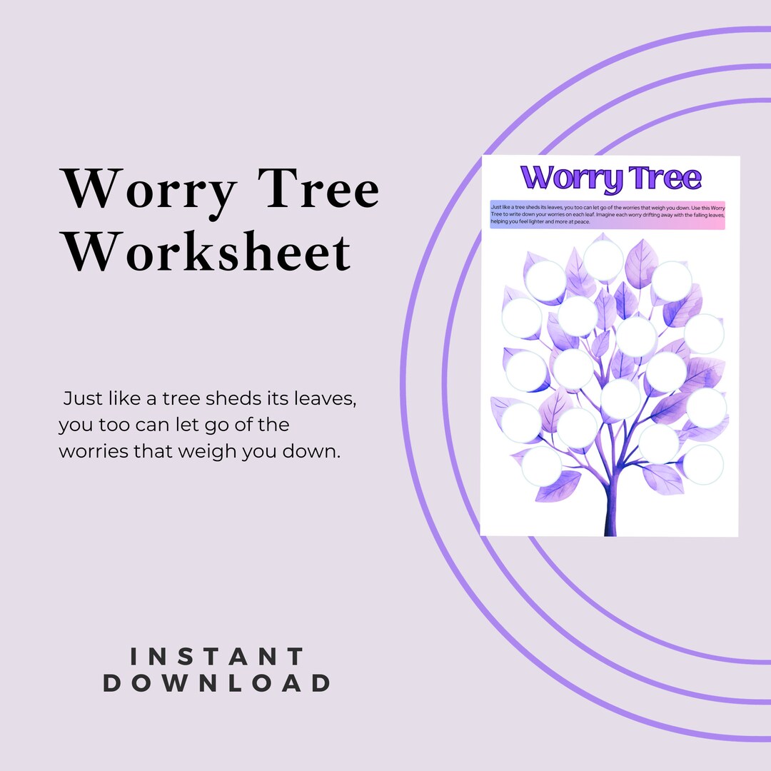 Worry Tree Worksheet for Adults and Children, Instant Download, Self ...
