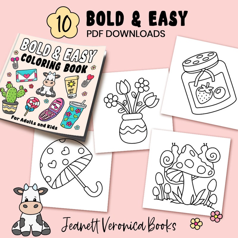 Bold and Easy Coloring Pages - Etsy