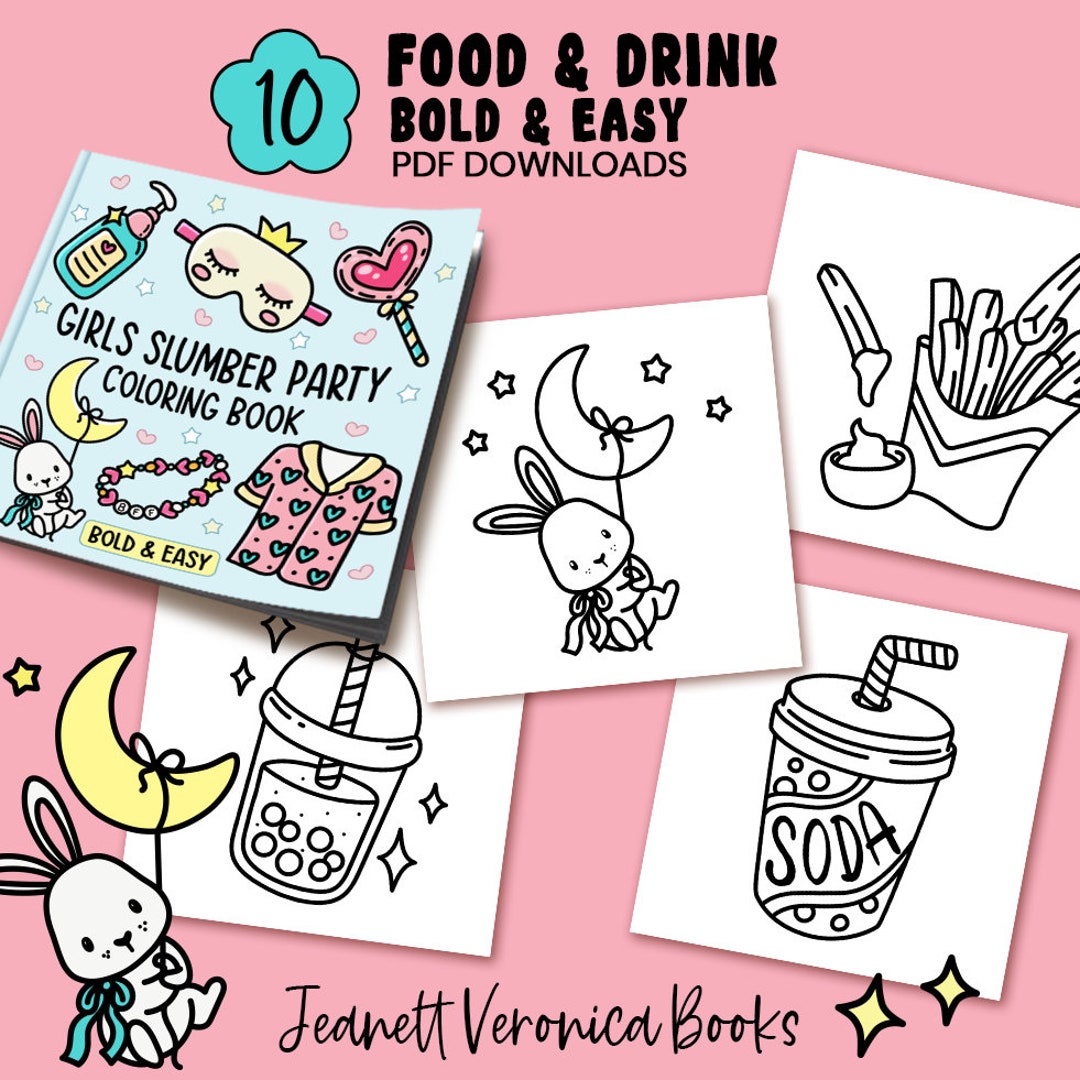 Girls Slumber Party Coloring Pages | Set Three 10 Pages | Instant ...