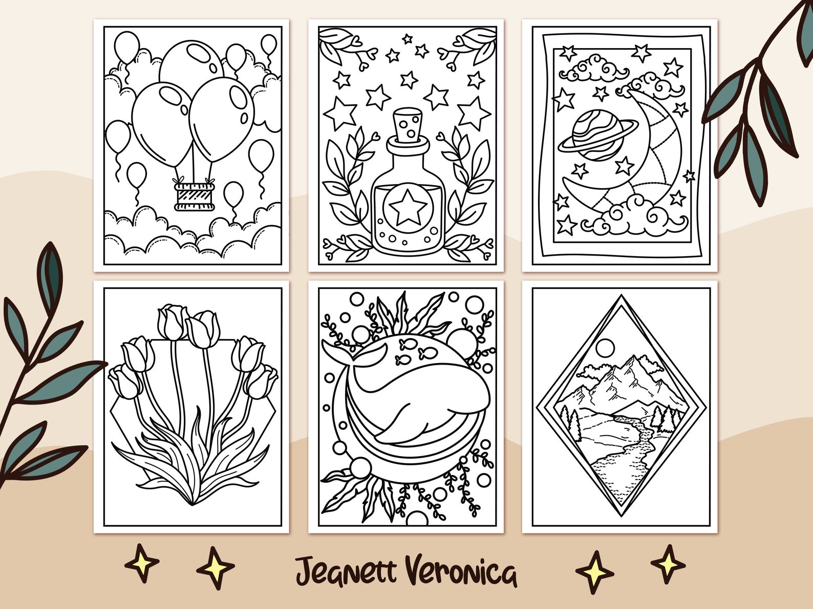 Minimalist Boho Coloring Pages: Simple Line Art (PDF Download) - Etsy