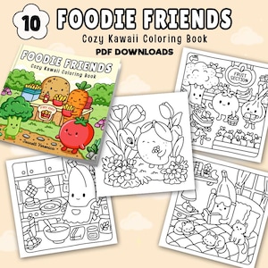 Foodie Friends Cozy Kawaii Coloring Pages | Set Three 10 Pages ...