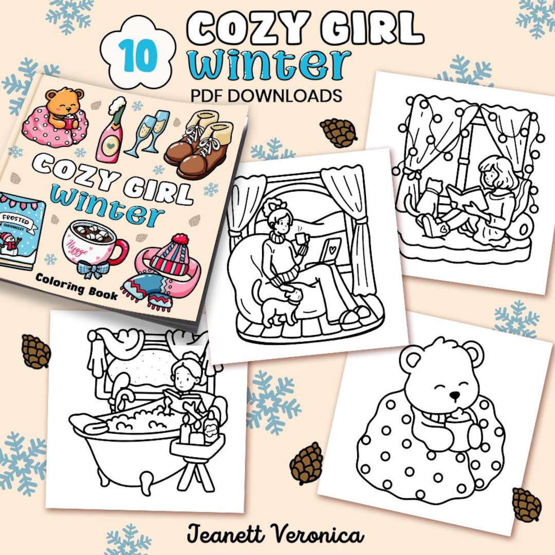 Cozy Girl Winter Coloring Pages | Set Two 10 Pages | Instant Download ...