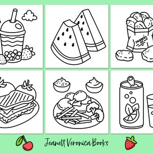 Food and Drink Coloring Pages | Set One 10 Pages | Instant Download PDF ...