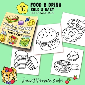Food and Drink Coloring Pages | Set One 10 Pages | Instant Download PDF ...