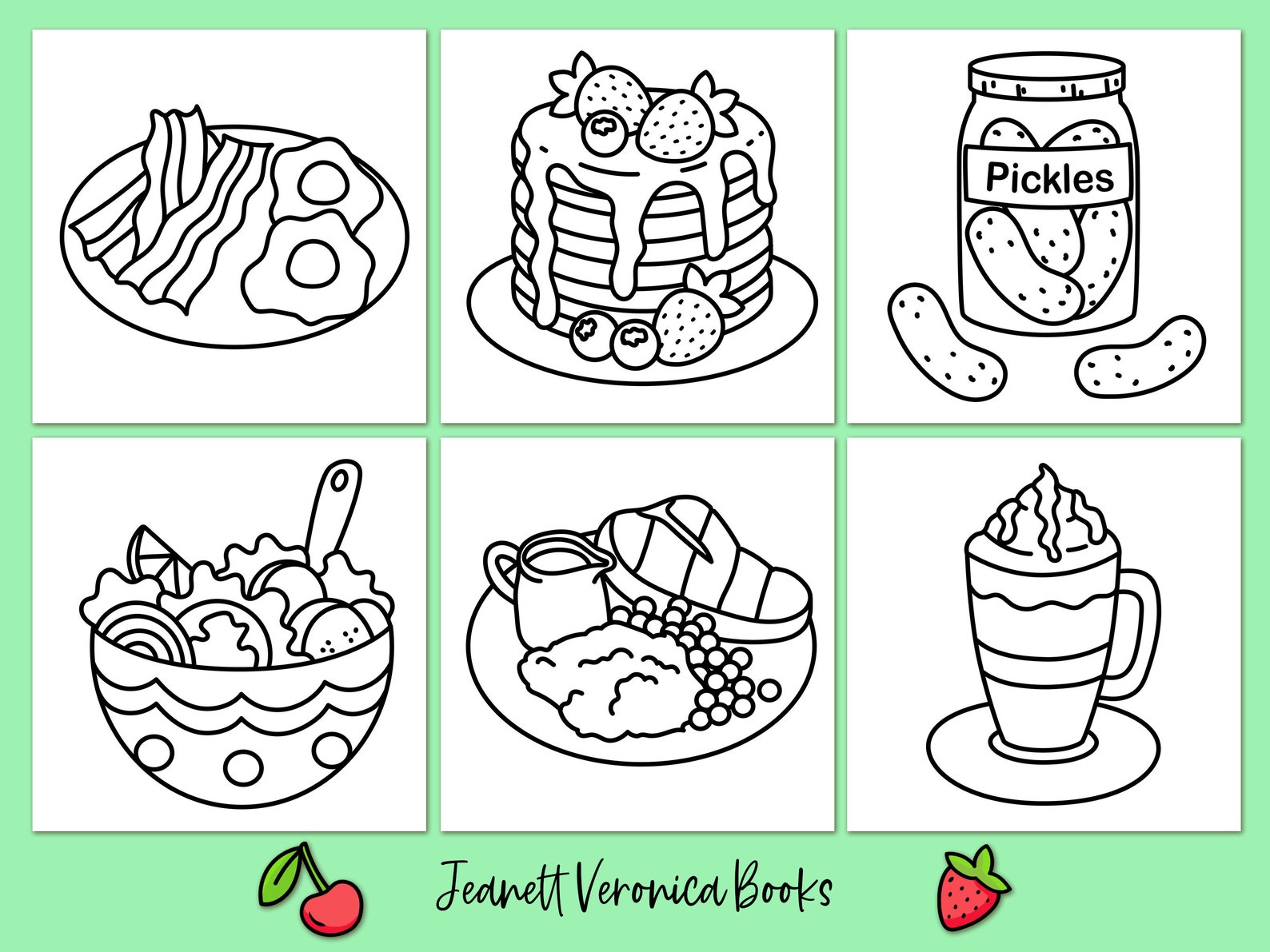 Food and Drink Coloring Pages | Set Two 10 Pages | Instant Download PDF ...