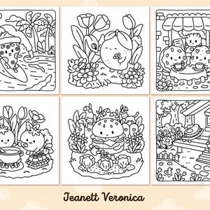 Foodie Friends Cozy Kawaii Coloring Pages | Set Three 10 Pages ...