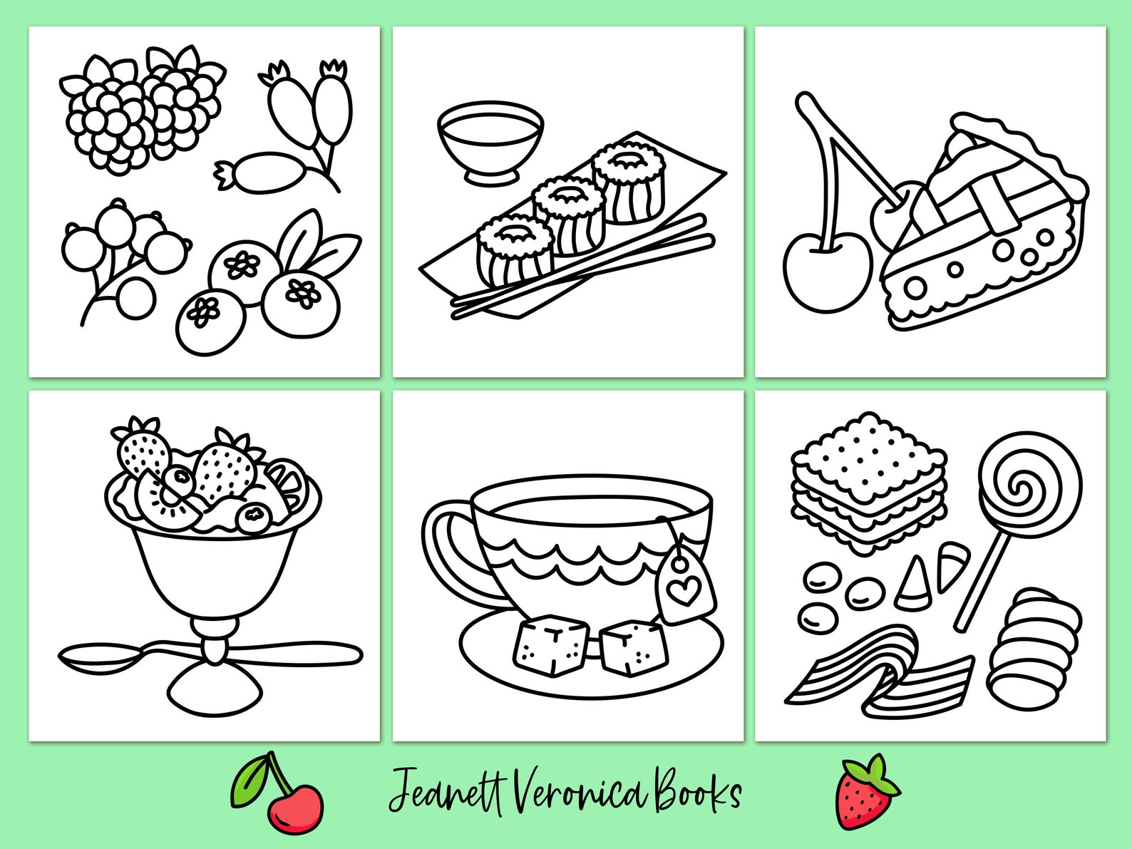 Food and Drink Coloring Pages Set Four 10 Pages Bonus Instant Download ...