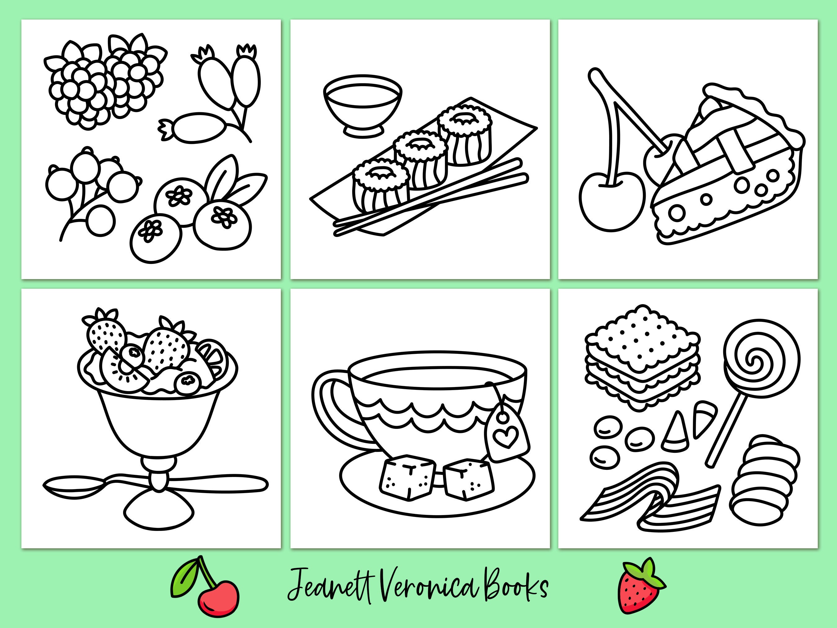 Food and Drink Coloring Pages | Set Four 10 Pages + Bonus | Instant ...