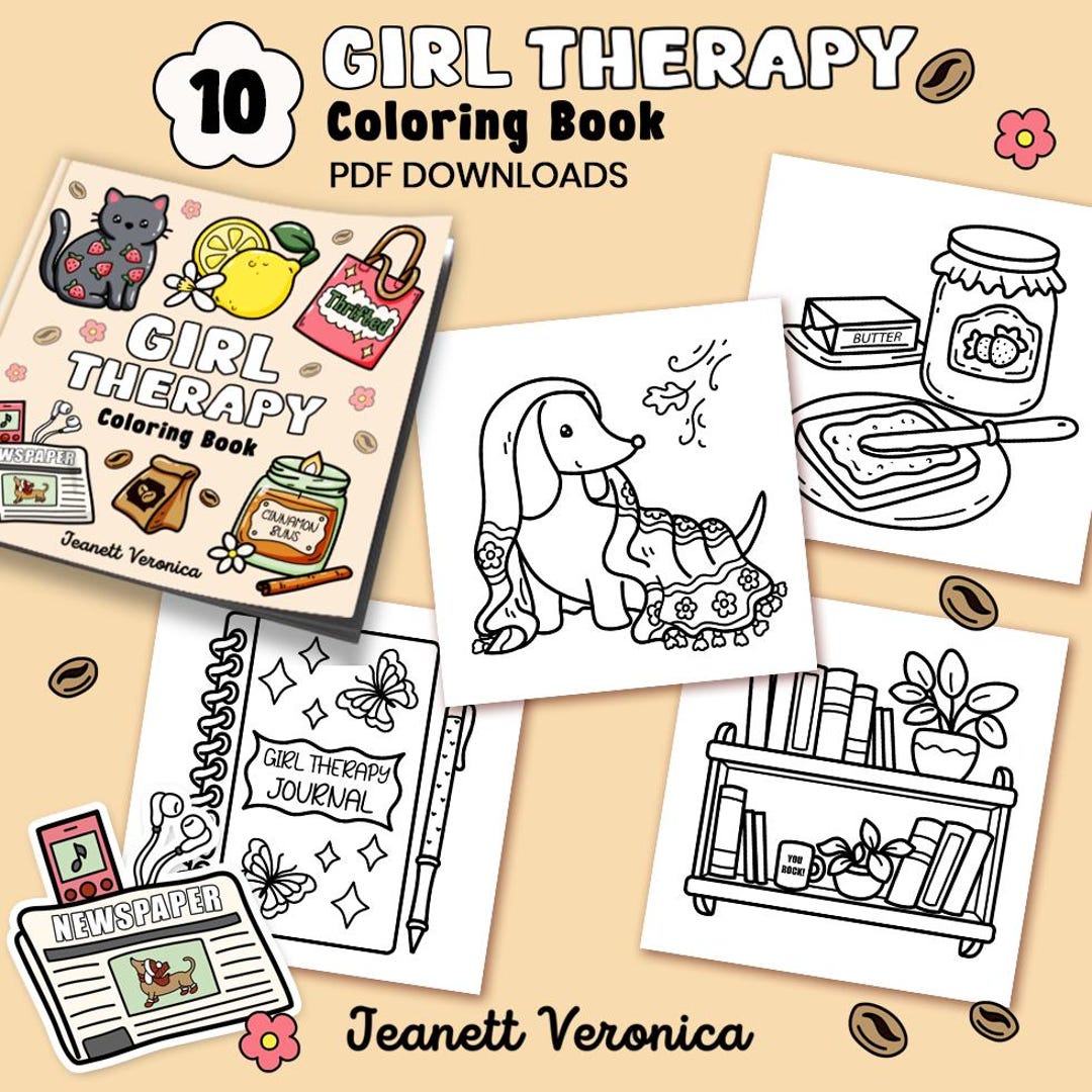 Girl Therapy Coloring Pages | Set Two 10 Pages | Instant Download PDF ...