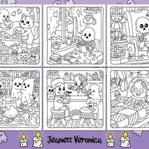 Spooky Hygge Coloring Pages | 10 Cute & Cozy Halloween Pages | Set One ...