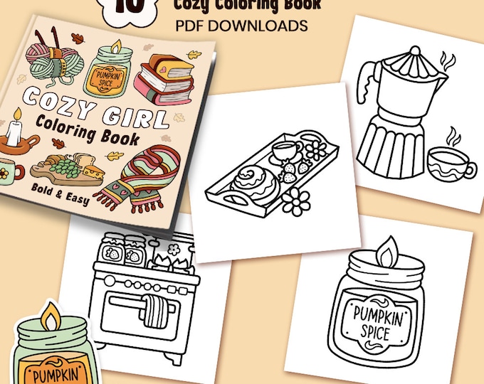 Cozy Girl Coloring Pages | Set Four 10 Pages | Instant Download PDF - Etsy