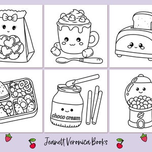 Kawaii Food Coloring Pages | Set Four 10 Pages | Instant Download PDF ...