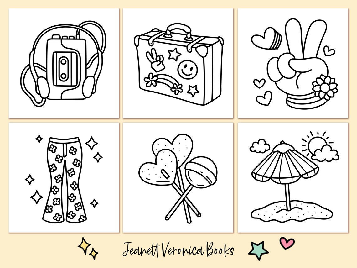 Groovy Summer Coloring Pages | Set Four 10 Pages + Bonus | Instant ...