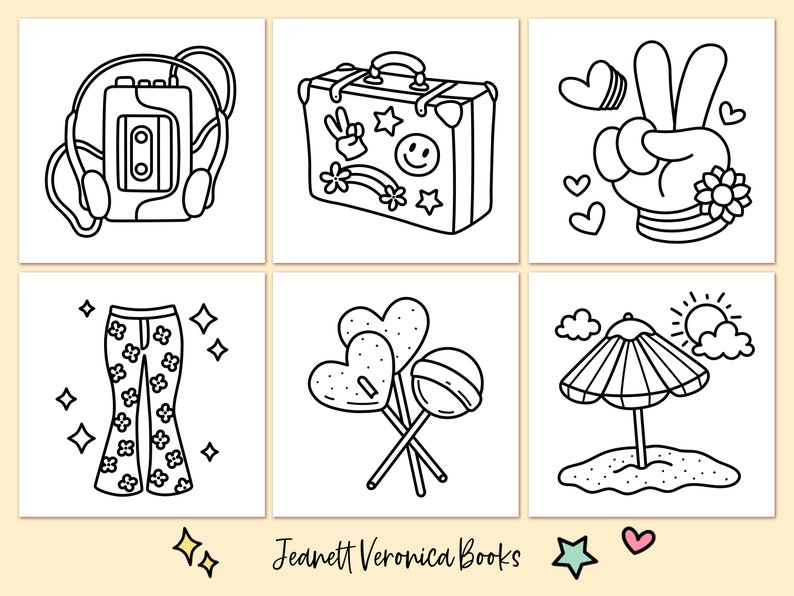 Groovy Summer Coloring Pages | Set Four 10 Pages + Bonus | Instant ...
