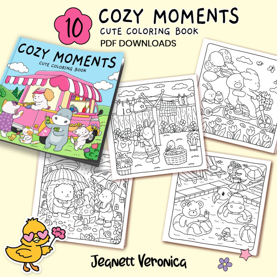 Cozy Moments Coloring Pages | Set Four 10 Pages | Instant Download PDF ...