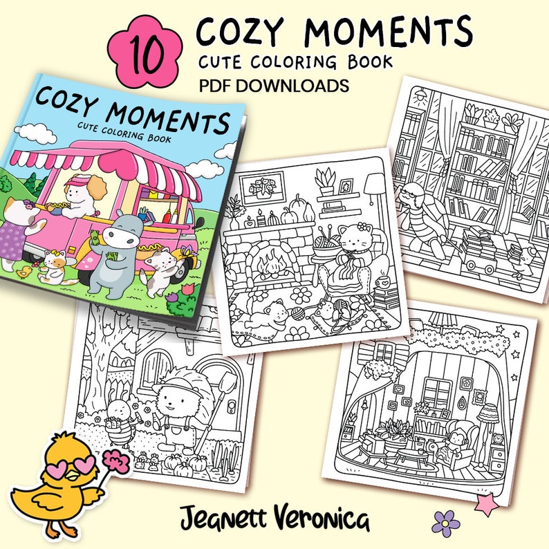 Cozy Moments Coloring Pages | Set Two 10 Pages | Instant Download PDF ...