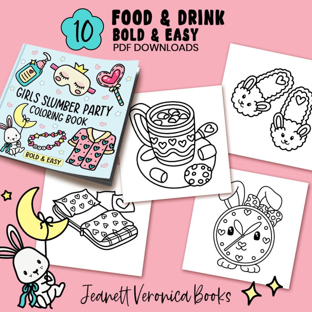 Girls Slumber Party Coloring Pages | Set Two 10 Pages | Instant ...
