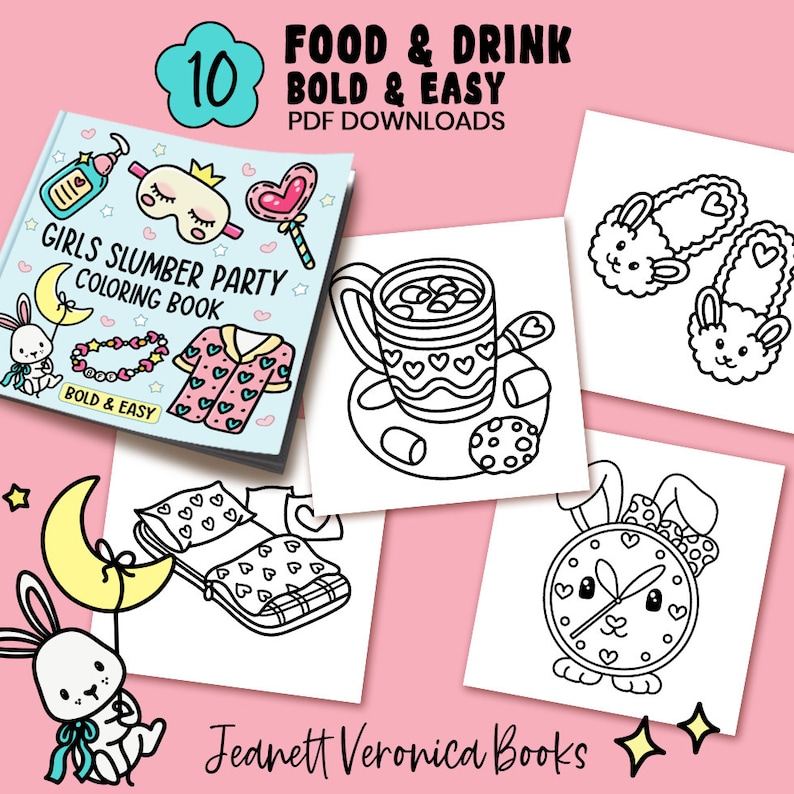 Girls Slumber Party Coloring Pages Set Two 10 Pages Instant Download ...