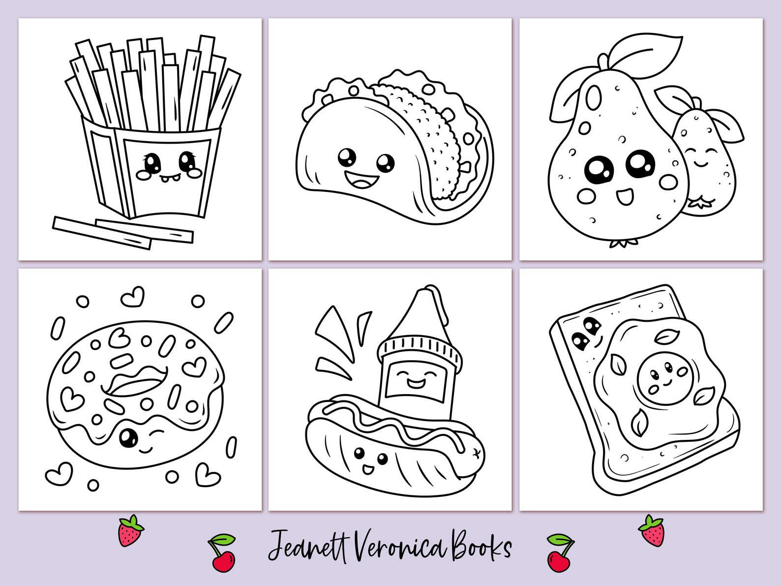 Kawaii Food Coloring Pages | Set Two 10 Pages | Instant Download PDF - Etsy