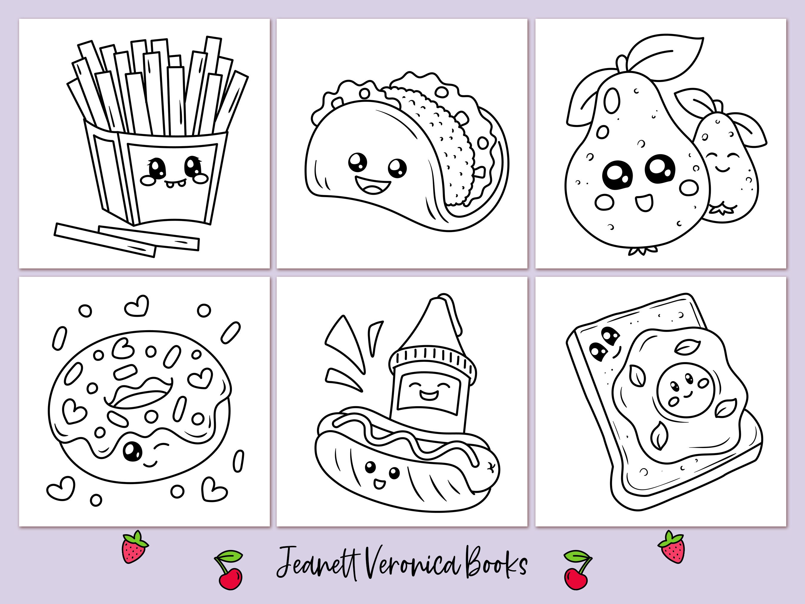Kawaii Food Coloring Pages Set Two 10 Pages Instant Download PDF - Etsy
