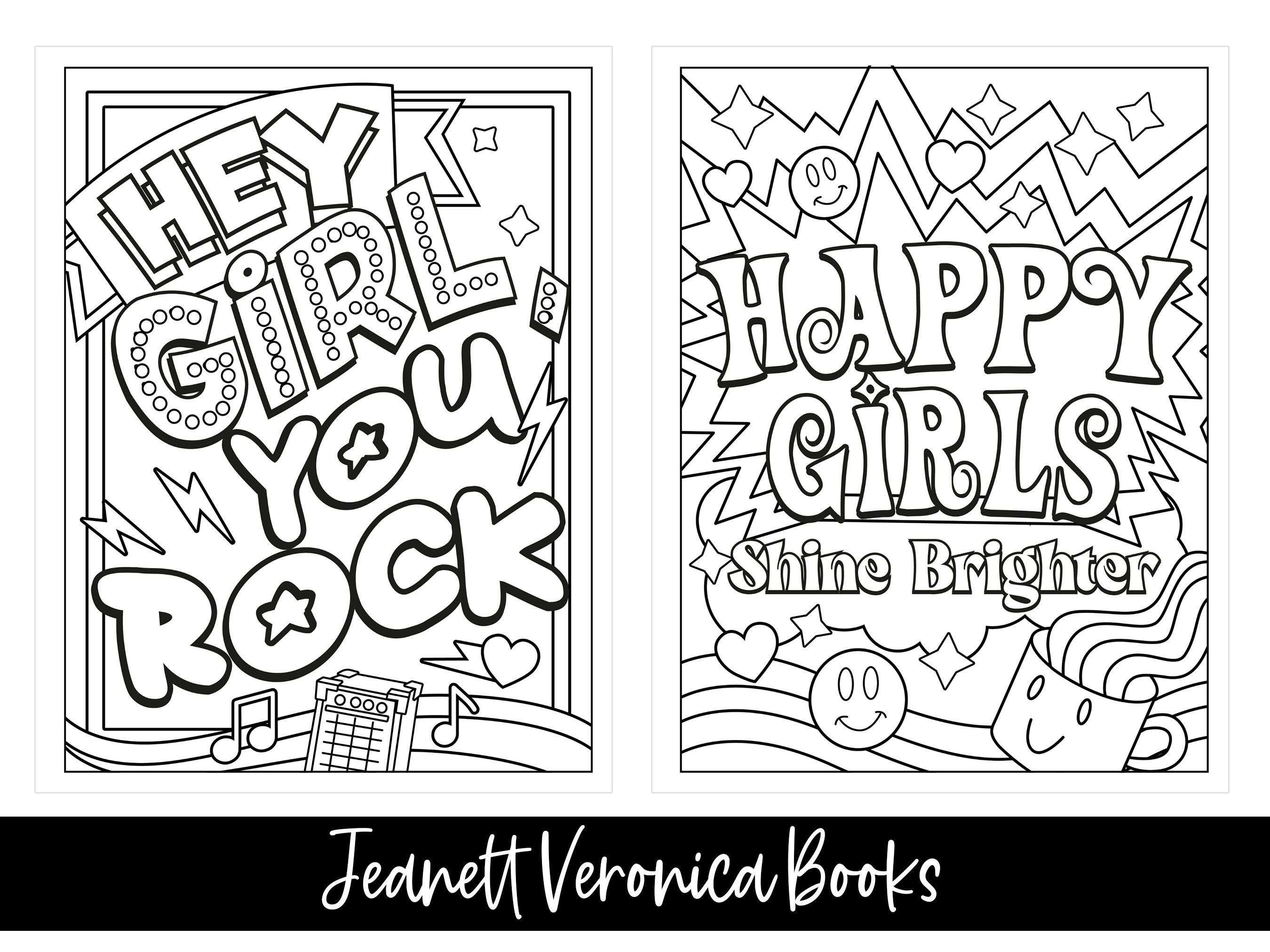 Girls Can Do Anything Inspirational Quotes Coloring Pages - Etsy
