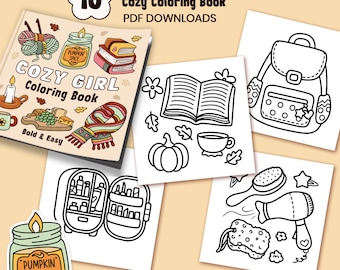Cozy Girl Coloring Pages Set One 10 Pages Instant Download PDF - Etsy