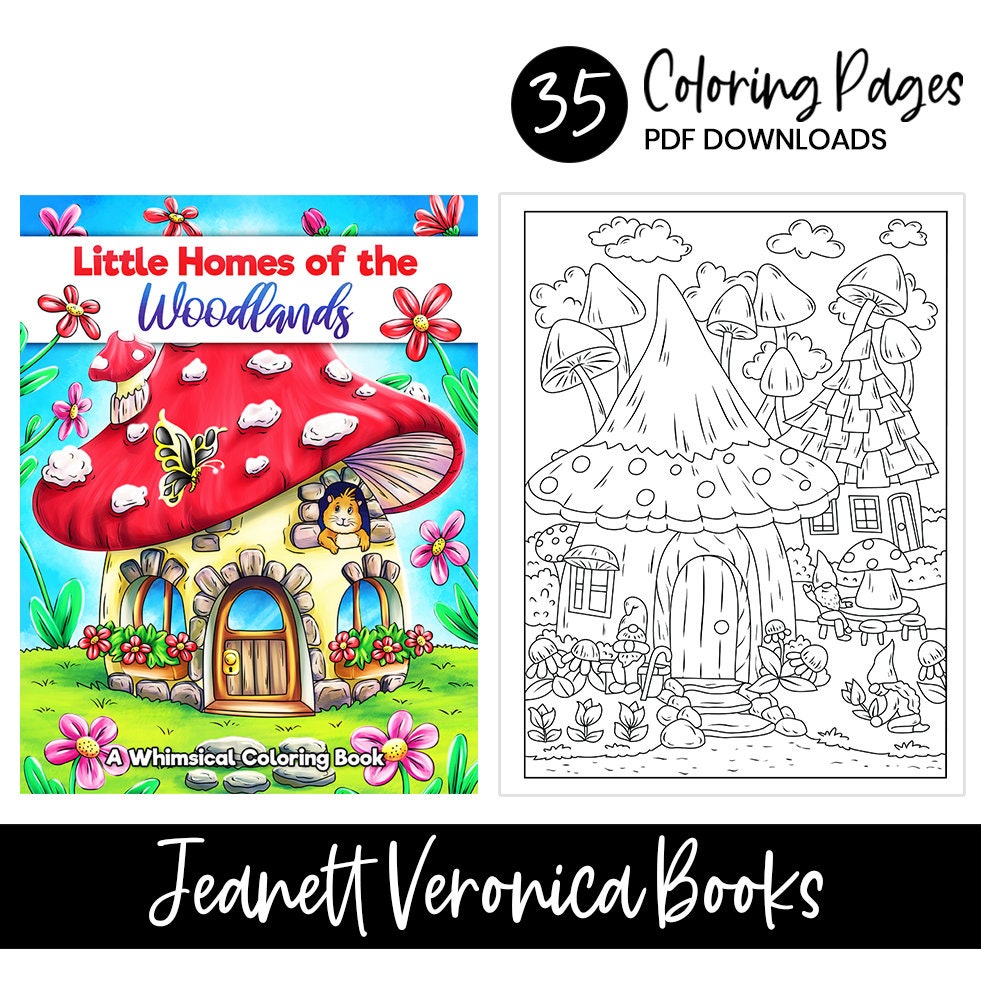 Little Homes of the Woodlands Whimsical Coloring Book for Adults and ...