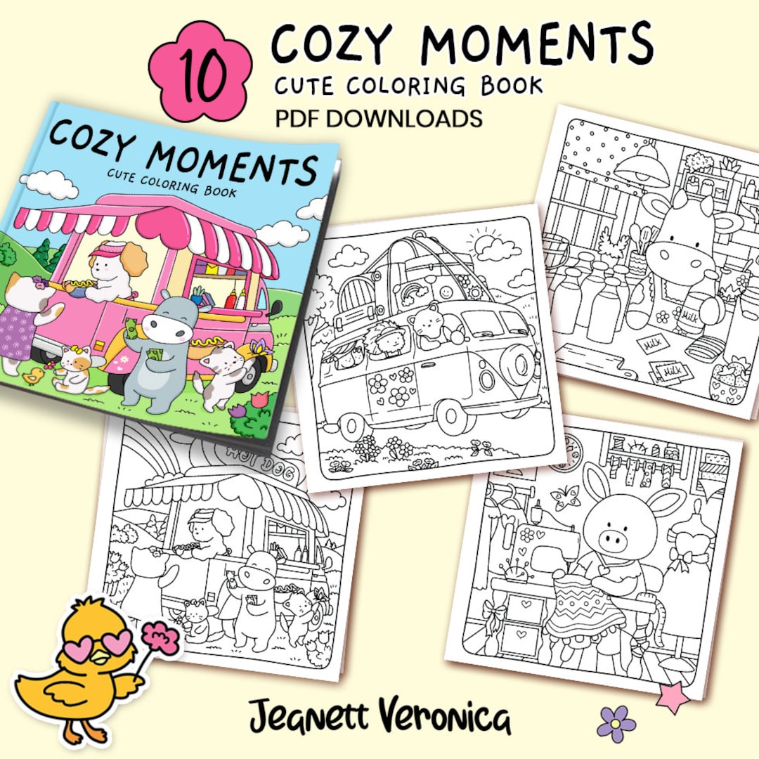 Cozy Moments Coloring Pages | Set Three 10 Pages | Instant Download PDF ...