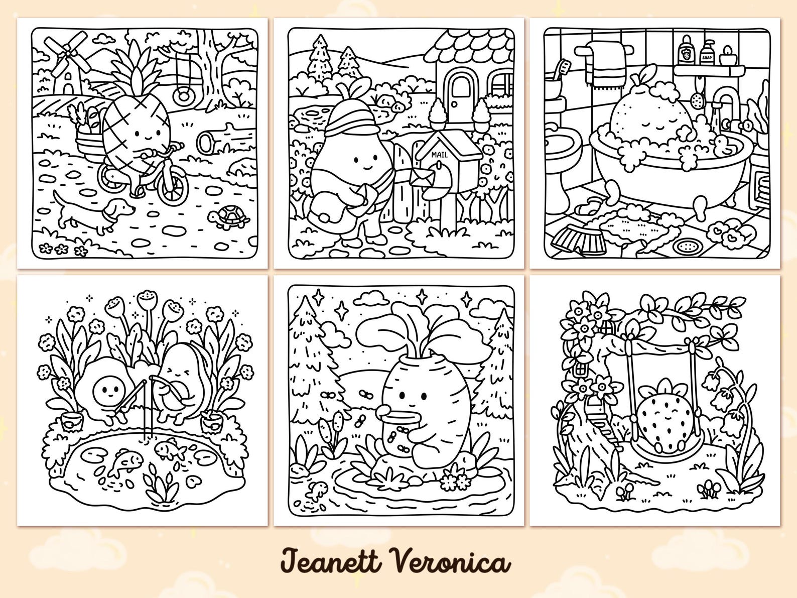 Foodie Friends Cozy Kawaii Coloring Pages | Set Two 10 Pages | Instant ...