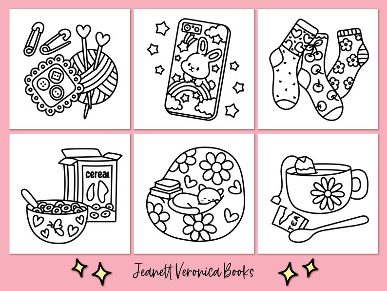 Girls Slumber Party Coloring Pages Set Four 10 Pages Instant Download ...