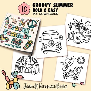 Groovy Summer Coloring Pages | Set Two 10 Pages | Instant Download PDF ...