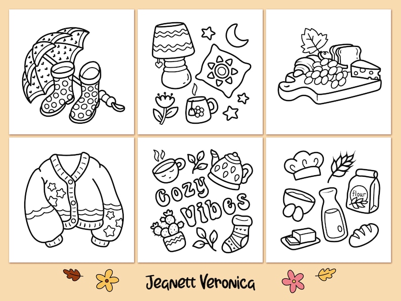 Cozy Girl Coloring Pages Set Three 10 Pages Instant Download PDF - Etsy