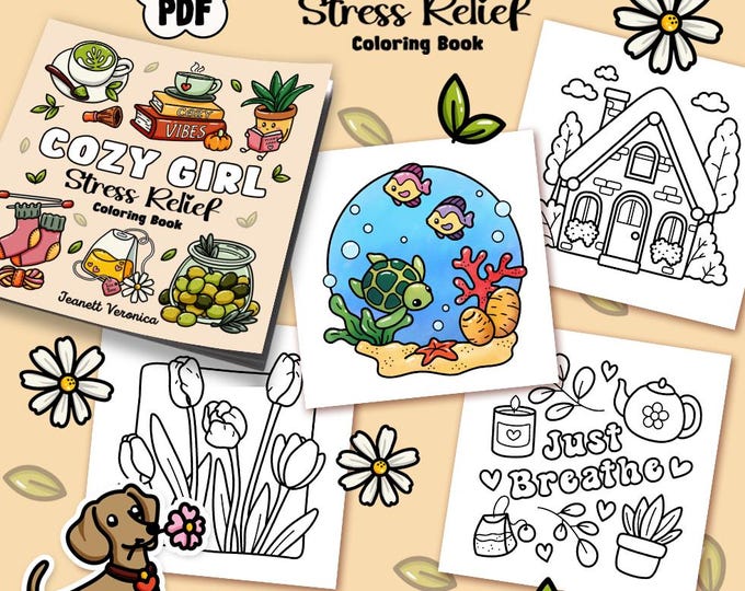 Cozy Girl Stress Relief Coloring Pages | 51 Pages | Instant Download ...