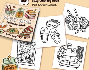 Cozy Girl Coloring Pages Set One 10 Pages Instant Download PDF - Etsy