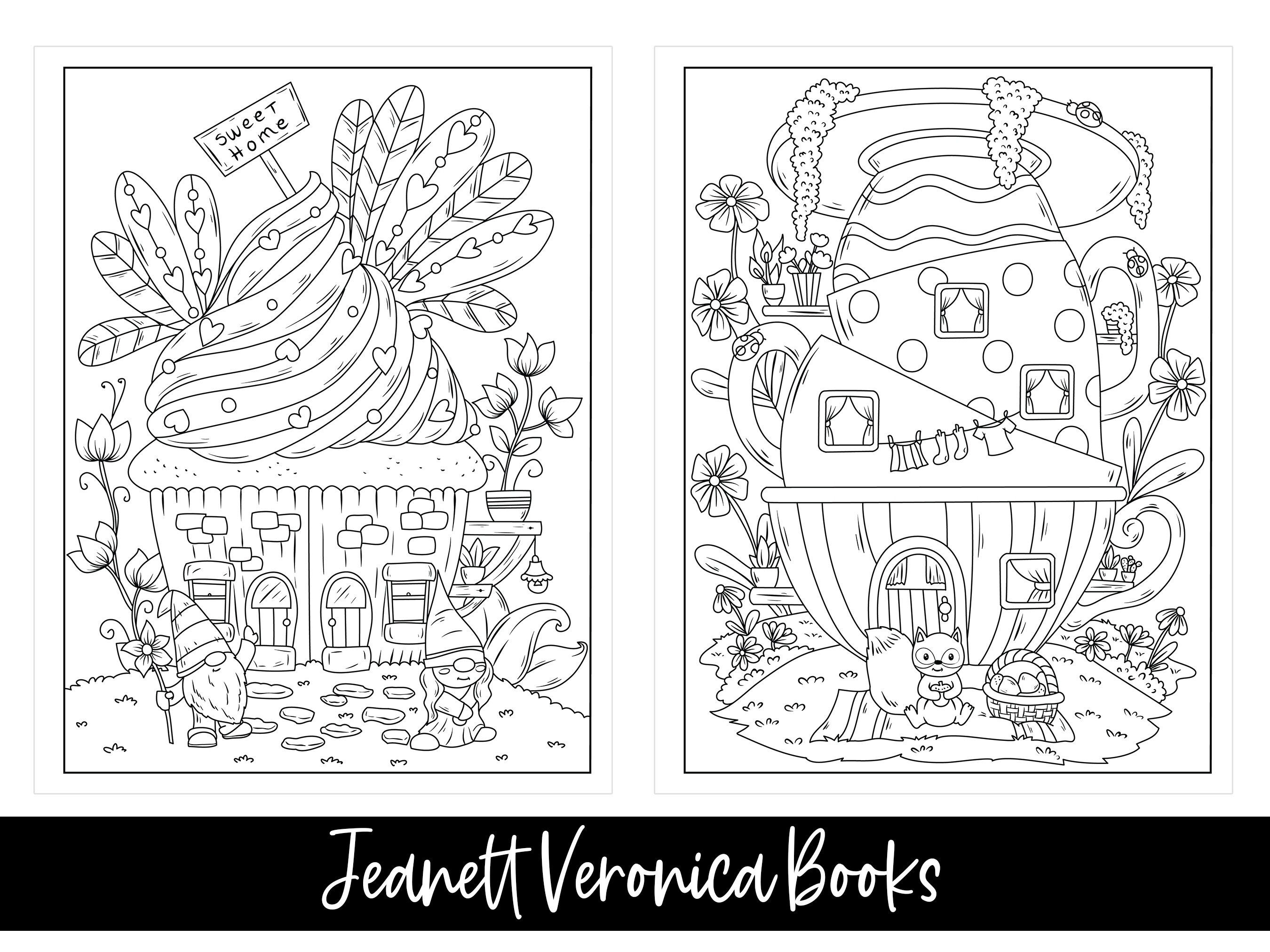Little Homes of the Woodlands Whimsical Coloring Book for Adults and ...