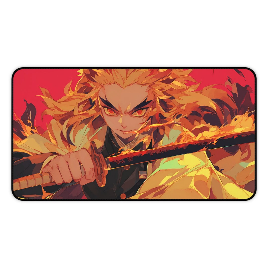 Rengoku Demon Slayer Desk Mat, Rengoku Demon Slayer Mouse Pad, Rengoku ...