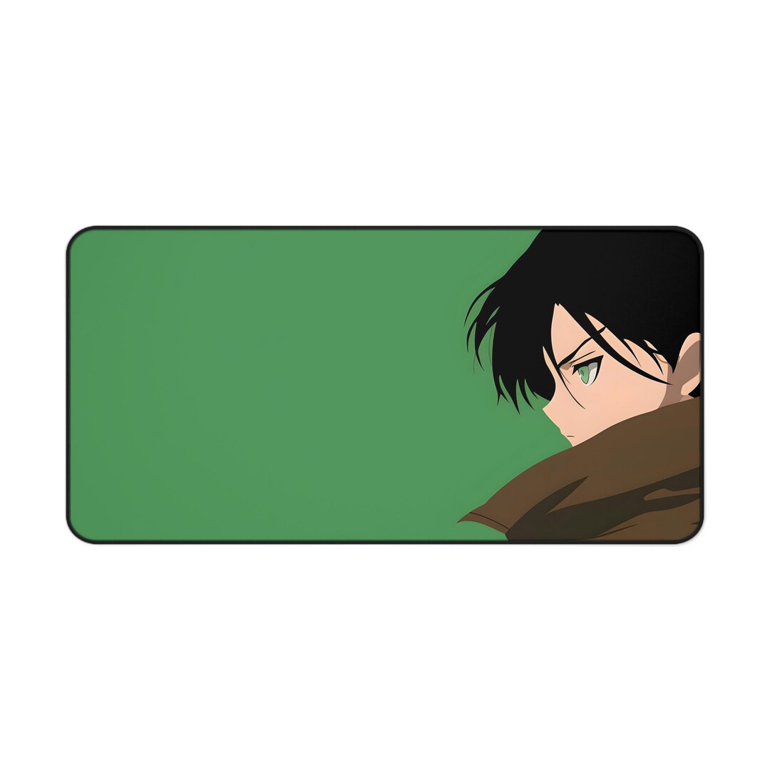 AOT Eren Yeager Green Minimalist Desk Mat, AOT Mouse Pad, Eren Yeager ...